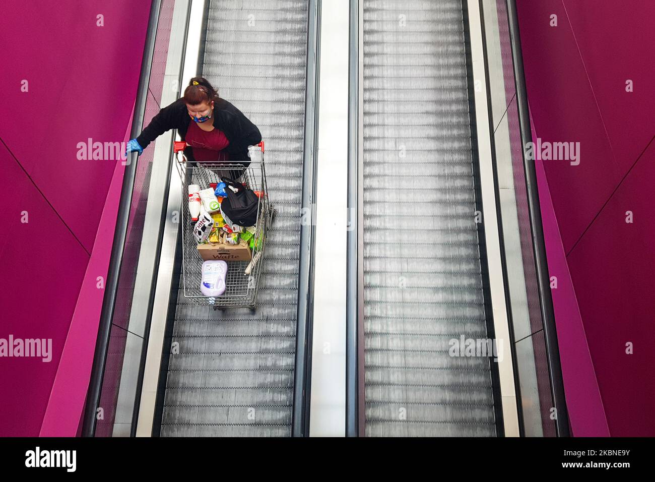 A customer is seen inside Bonarka shopping mall after reopening during ...