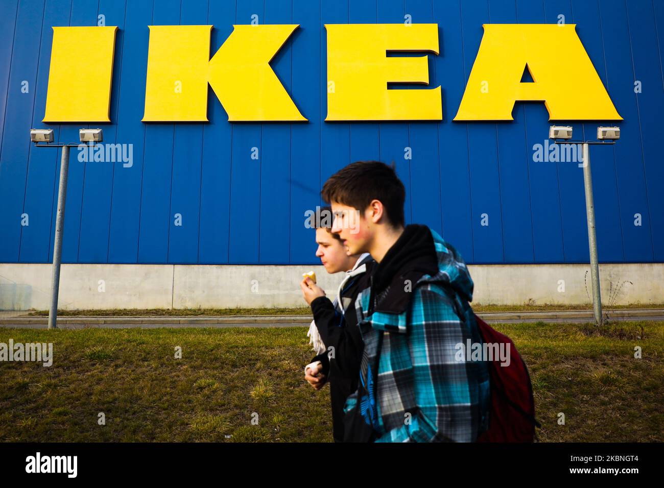 Ikea logo is seen on Ikea store in Krakow, Poland on January 31, 2019 ...