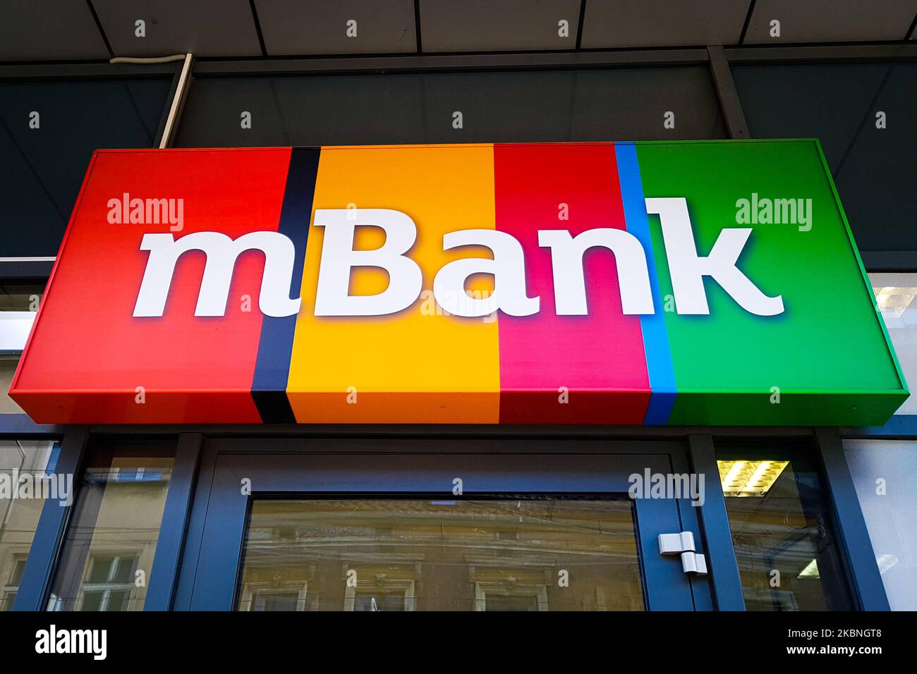 Mbank logo is seen in Krakow, Poland on 5th March, 2020. (Photo by ...