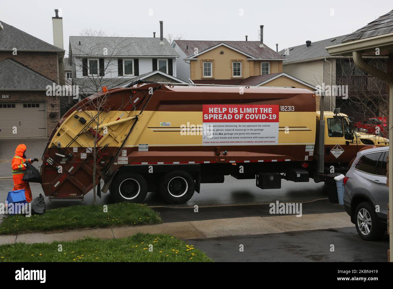 Sign on a garbage truck describing rules to protect sanitation workers ...