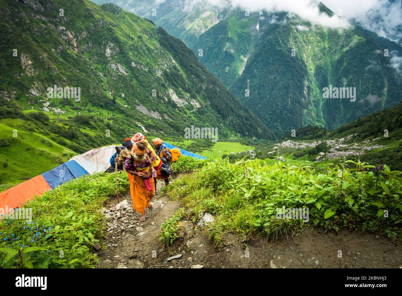 July 14th 2022, Himachal Pradesh India. Himalayan Sadhus trekking in ...