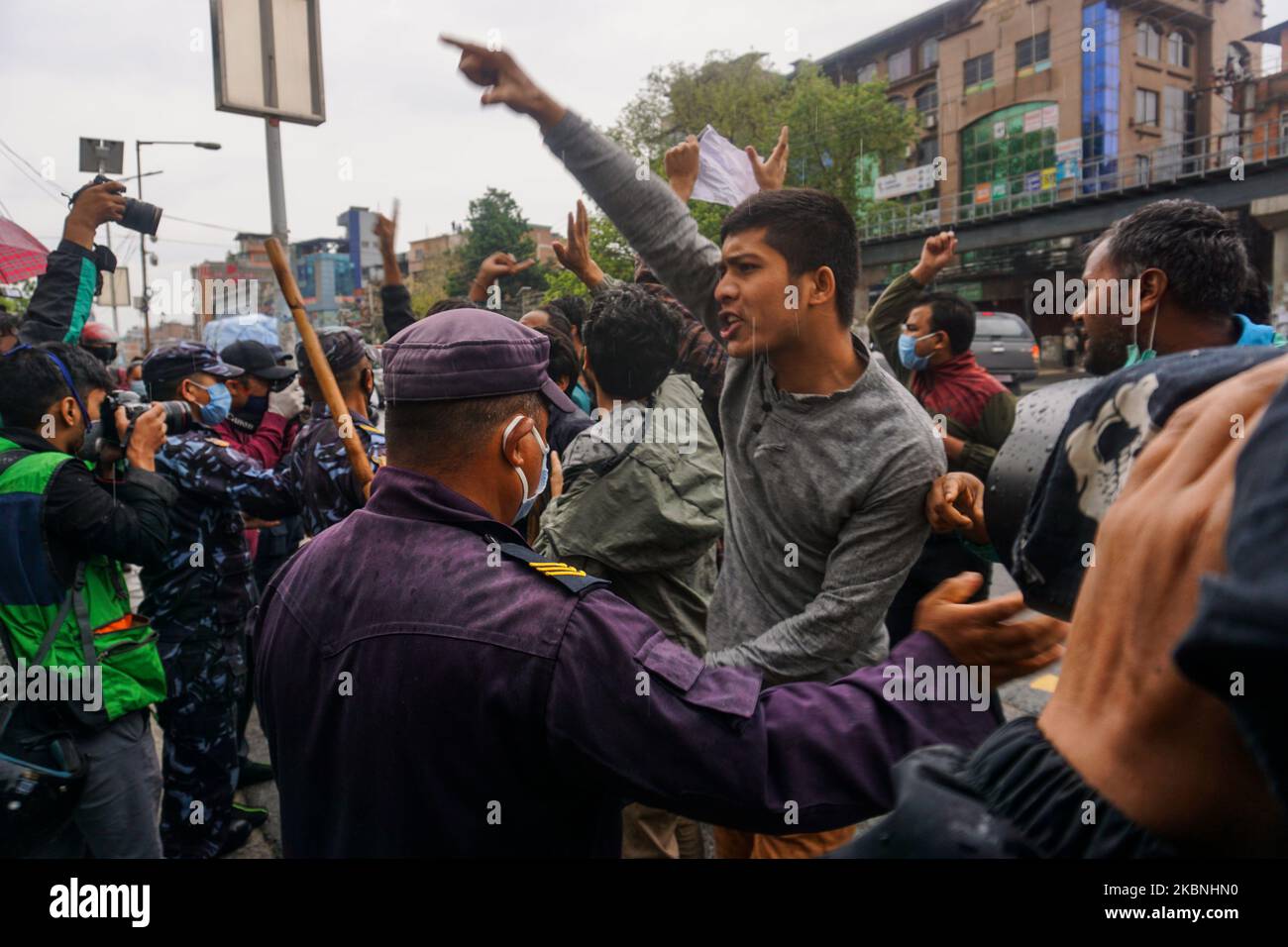 Nepalese youth shout slogan against India during anti India protest in ...
