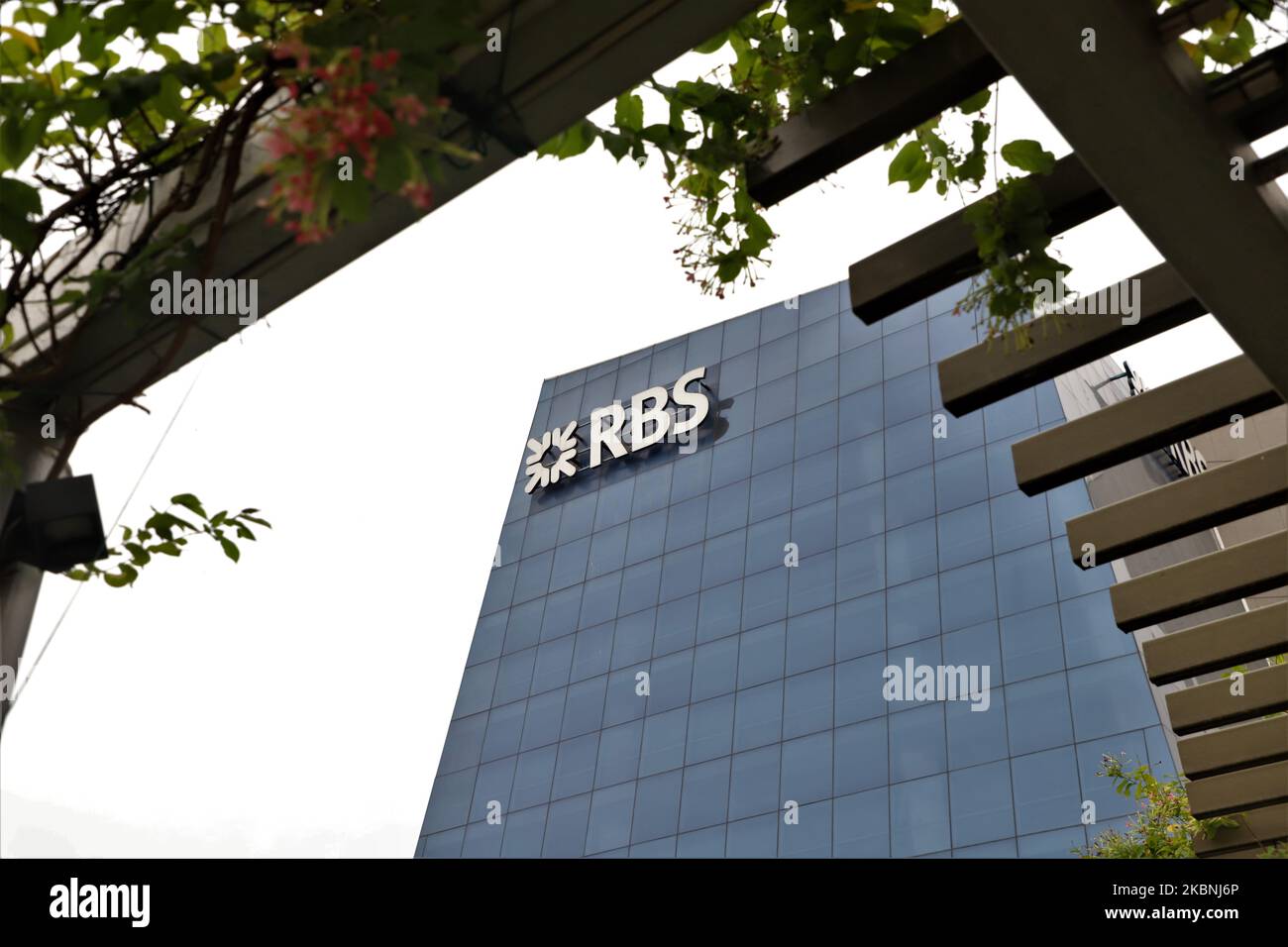 Royal Bank of Scotland (RBS) Logo is seen outside their building in ...