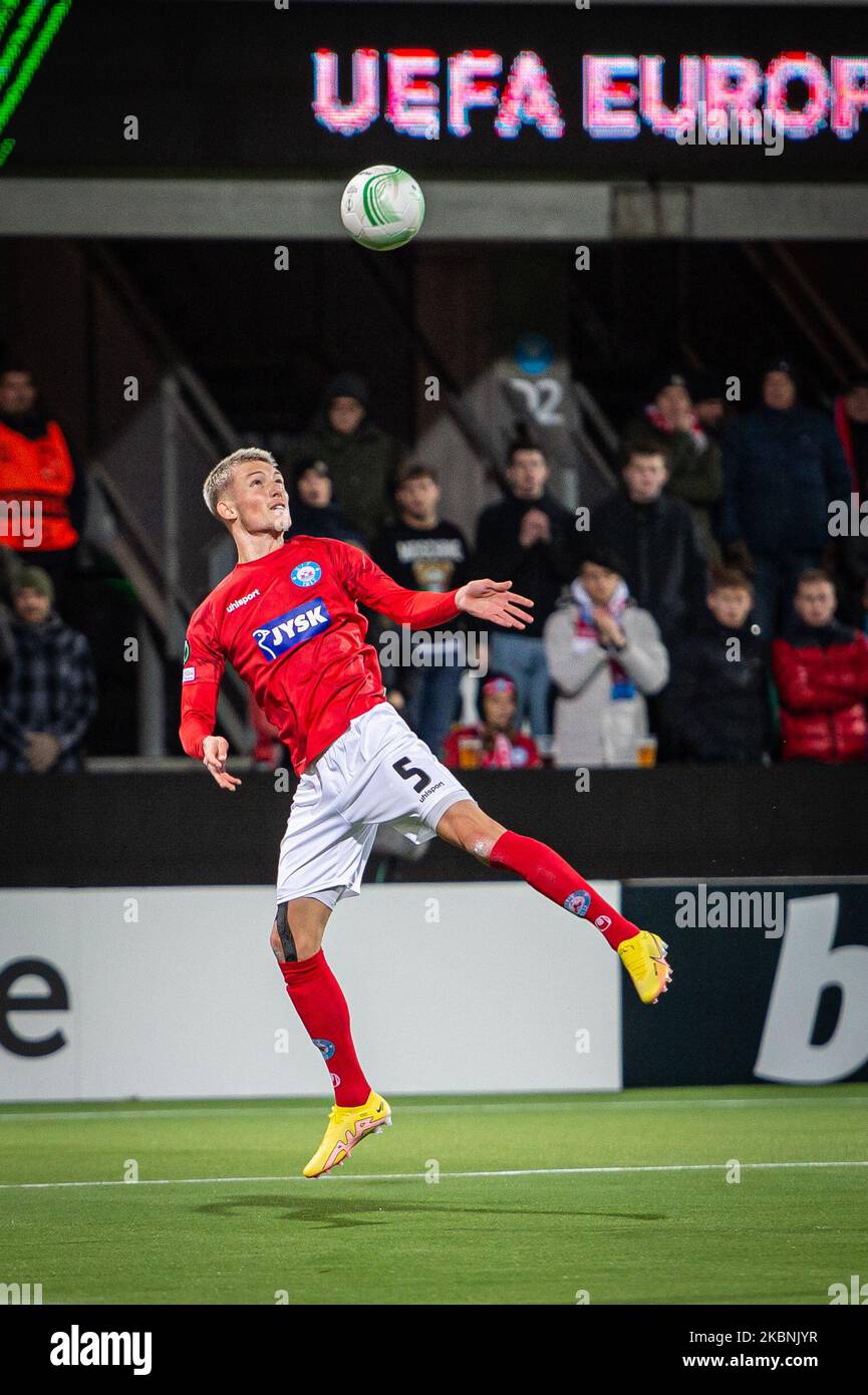 Silkeborg, Denmark. 03rd Nov, 2022. Oliver Sonne (5) of Silkeborg IF ...