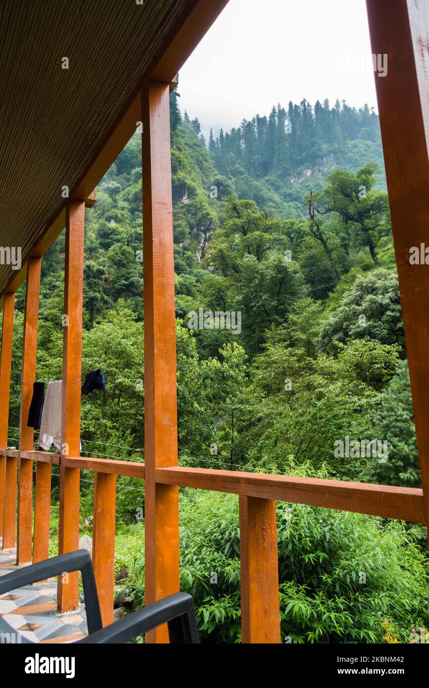 A beautiful view of mountain landscape covered in fog from a ...