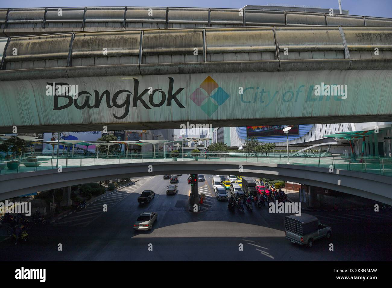 A view of Pathum Wan intersection take a photo from Pathum Wan Skywalk ...