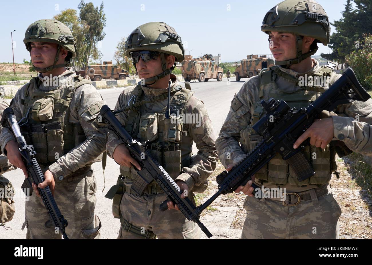Turkish forces secure a section of the M4 highway, which links the ...