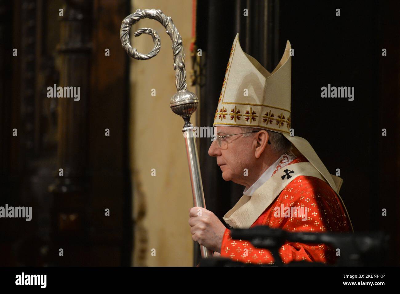 Archbishop of Krakow, Marek Jedraszewski, seen during a mass in Saint ...