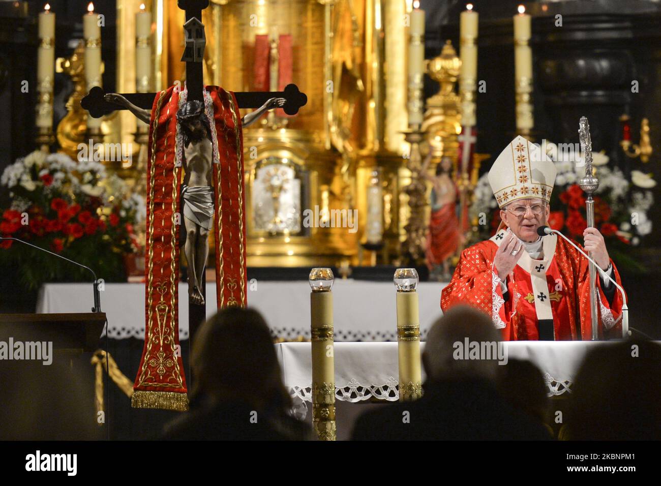 Archbishop of Krakow, Marek Jedraszewski, seen during a mass in Saint ...