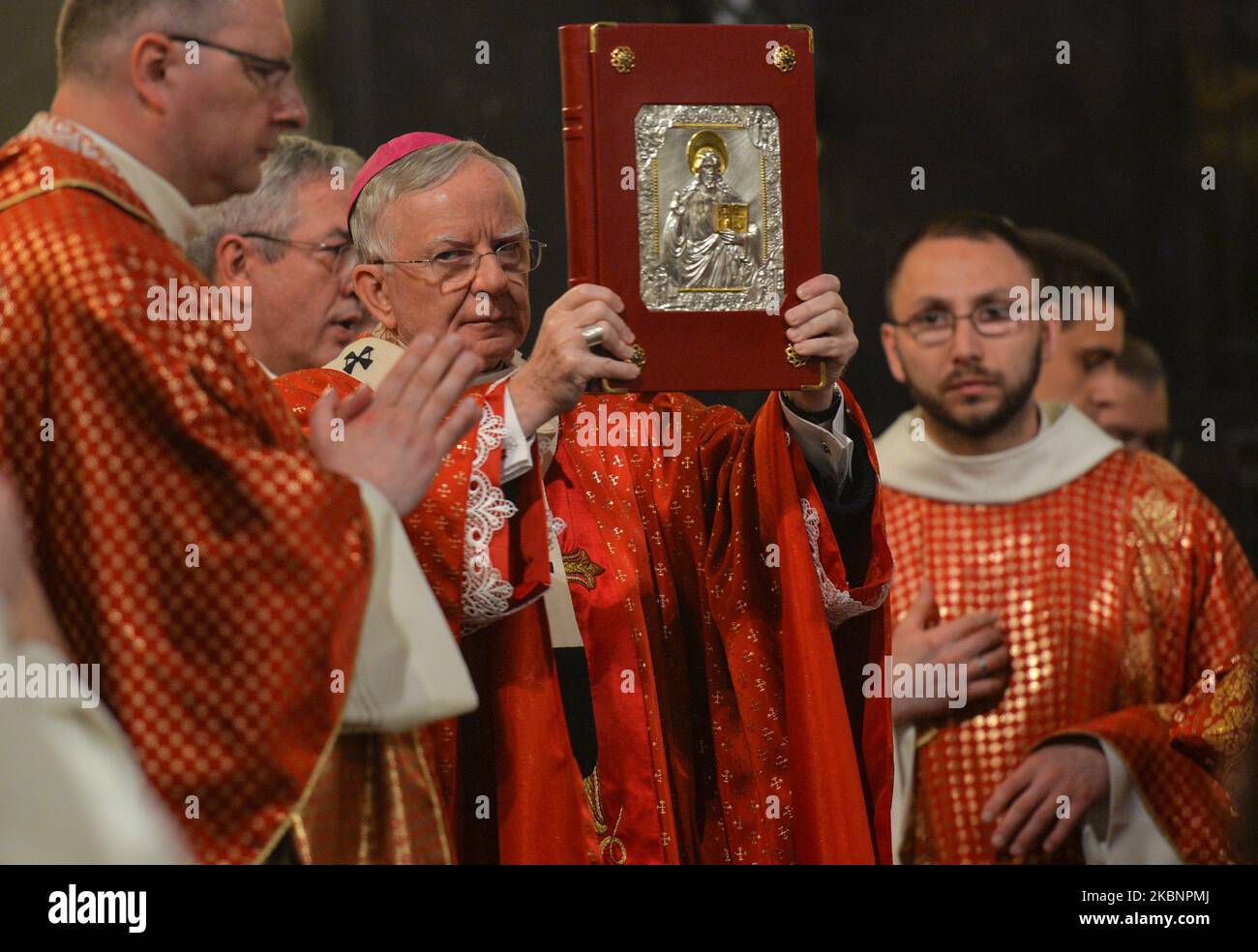 Archbishop of Krakow, Marek Jedraszewski, seen during a mass in Saint ...