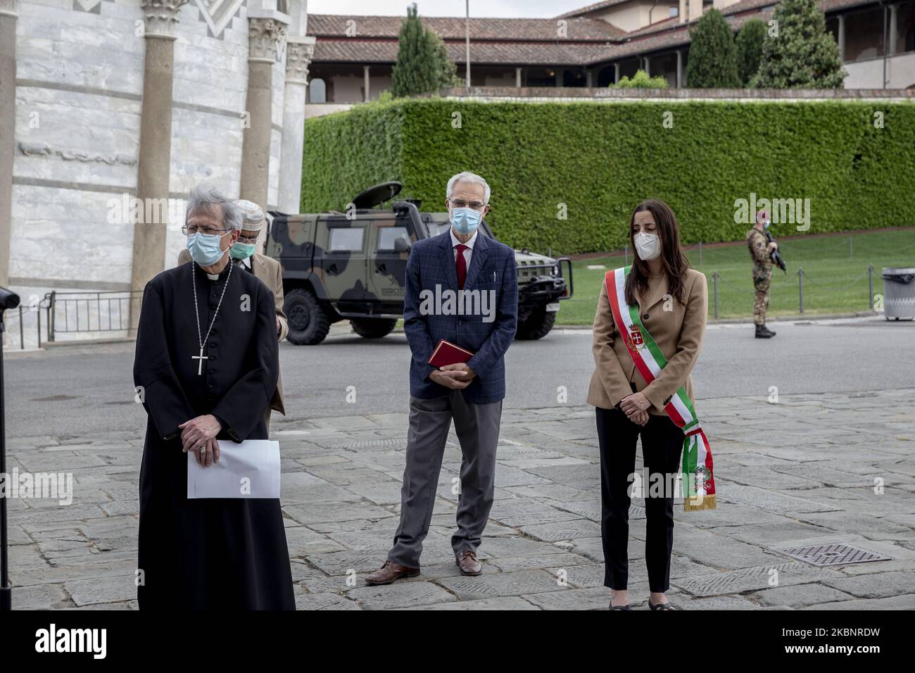 The Archbishop Giovanni Paolo Benotto with Imam Mohammad Khalil (not in picture) praying ...