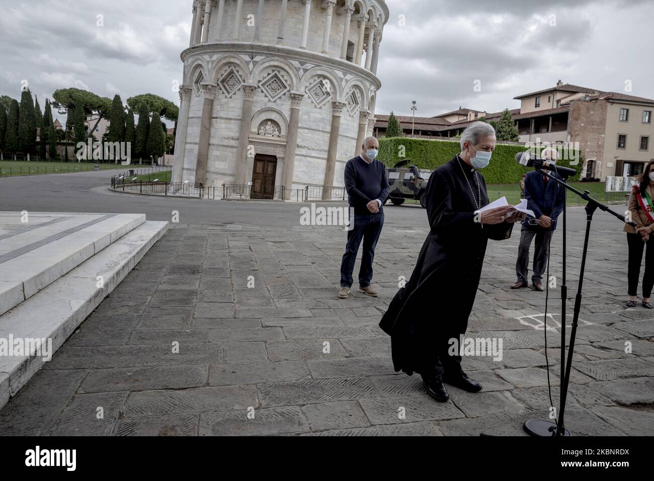 The Archbishop Giovanni Paolo Benotto with Imam Mohammad Khalil (not in picture) praying ...