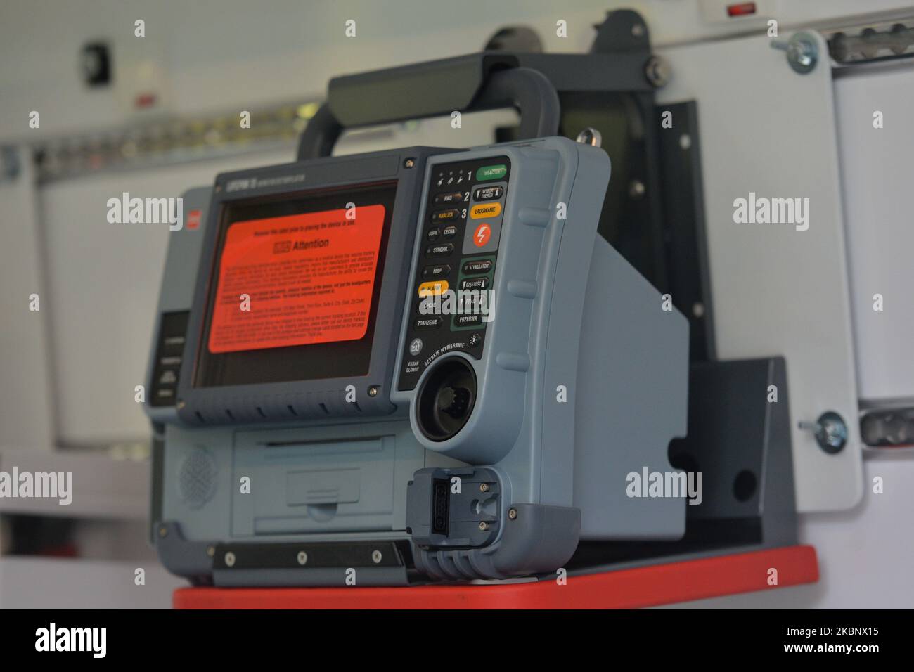 A Lifepak monitor/defibrillator device, a part of a standard equipment ...