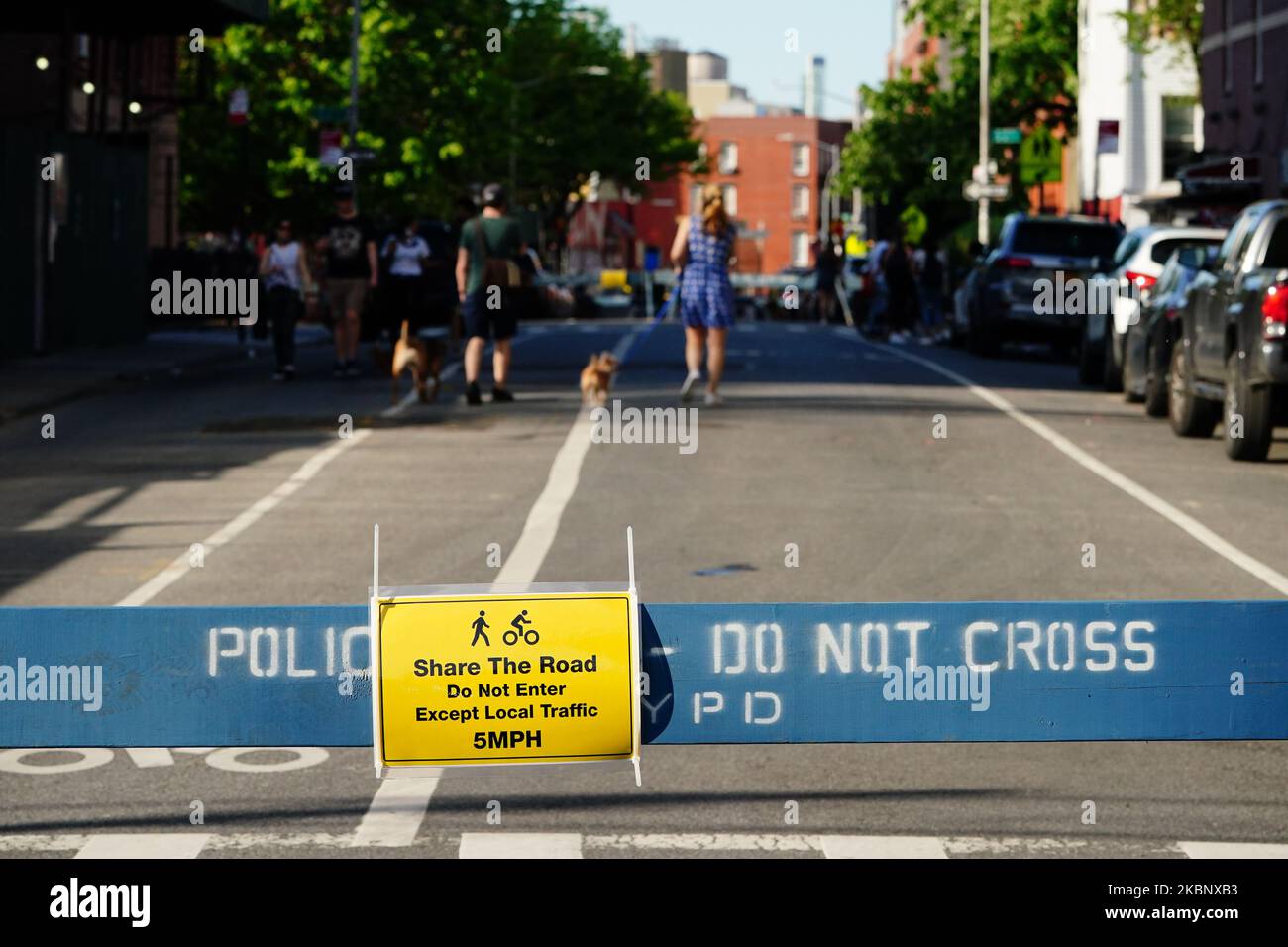 A view of NYC Open Streets program in Brooklyn during the coronavirus ...