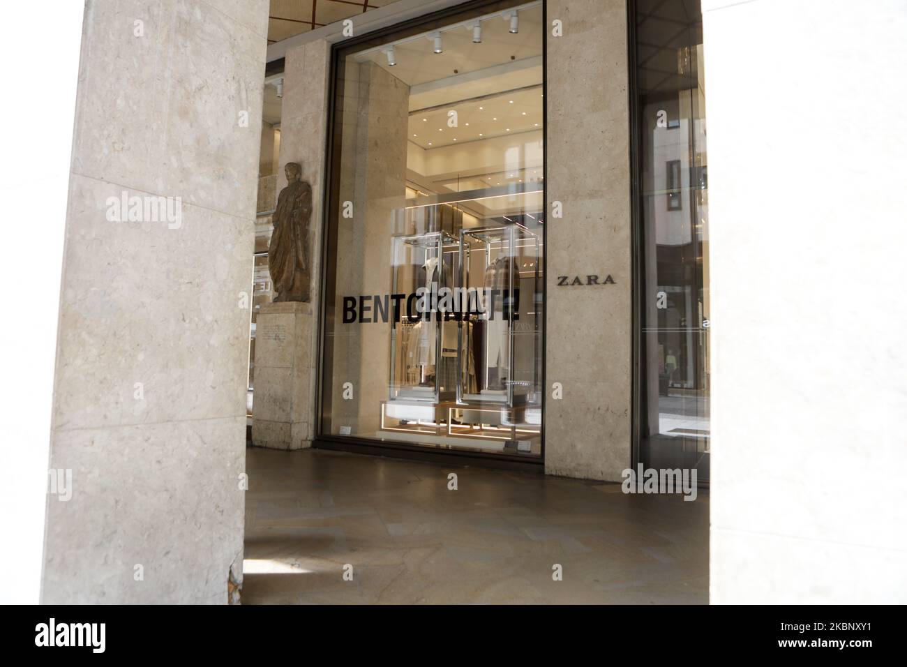The shop window of the Zara store in the centre of Milan, which is ...