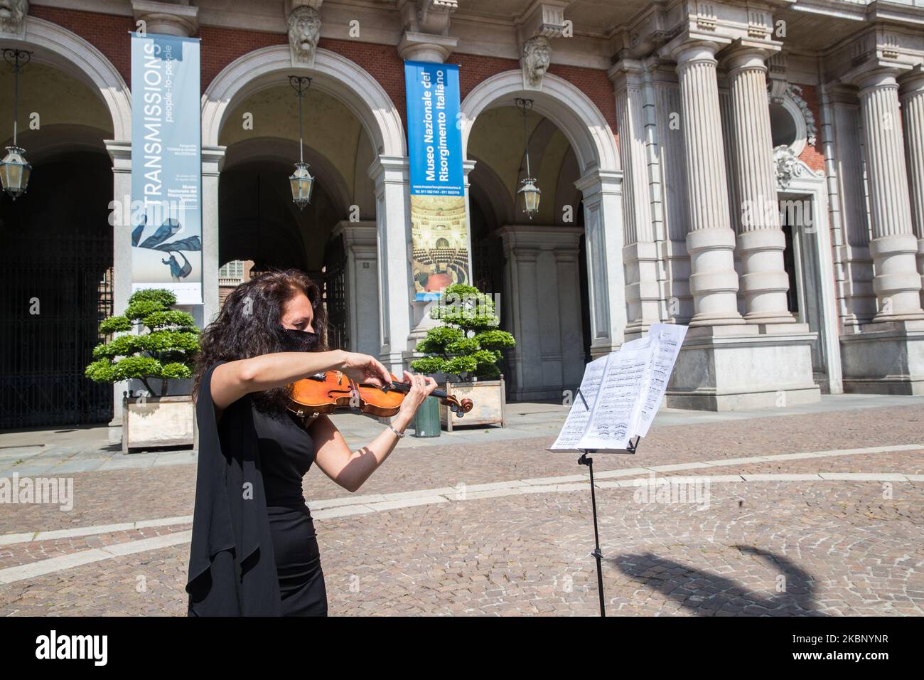 Marina Bertolo, violin player of Teatro Regio play in Turin on May 18 ...