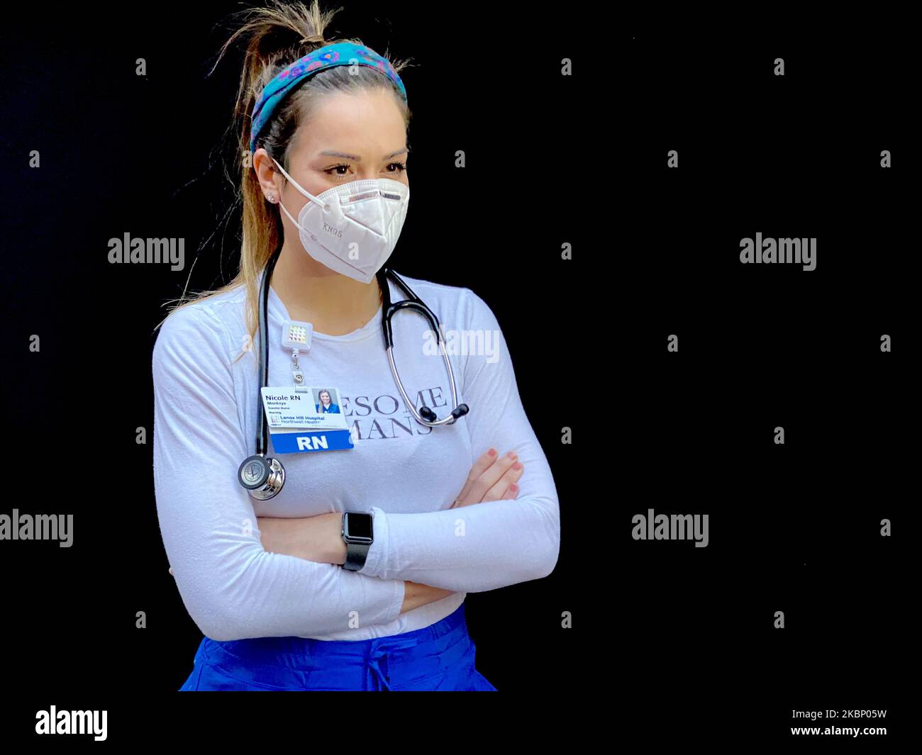 Nicole Montoya A Registered Nurse At Lenox Hill Hospital Poses Outside