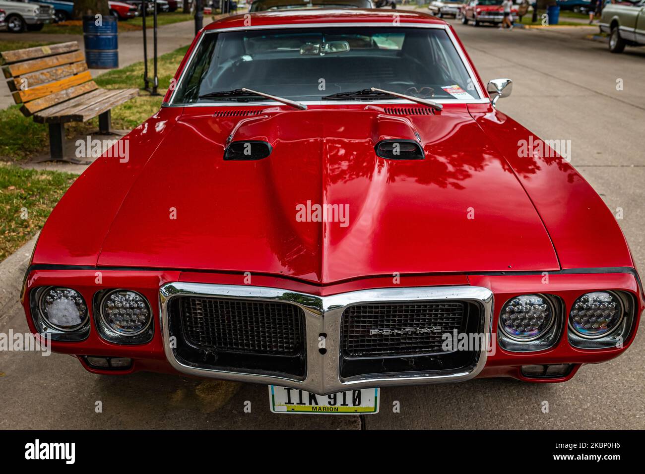 Des Moines, IA - July 01, 2022: High perspective front view of a 1969 ...