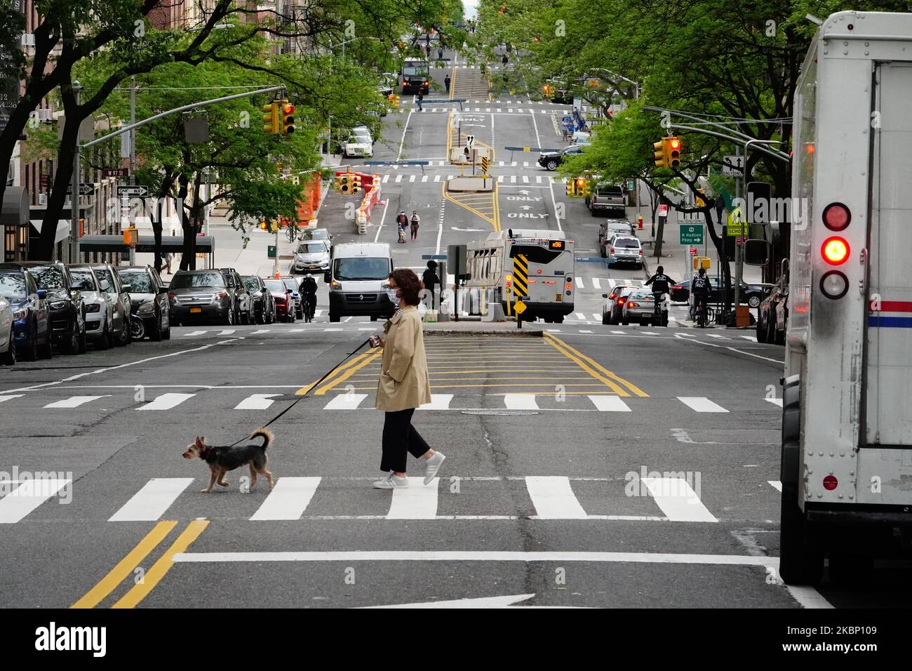 A view of a NYC Open Streets program in Amsterdam Ave. during the ...
