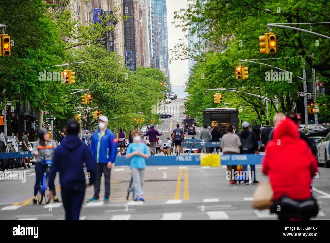 A view of a NYC Open Streets program in Amsterdam Ave. during the ...