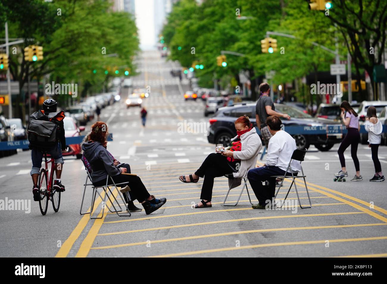 A view of a NYC Open Streets program in Amsterdam Ave. during the ...