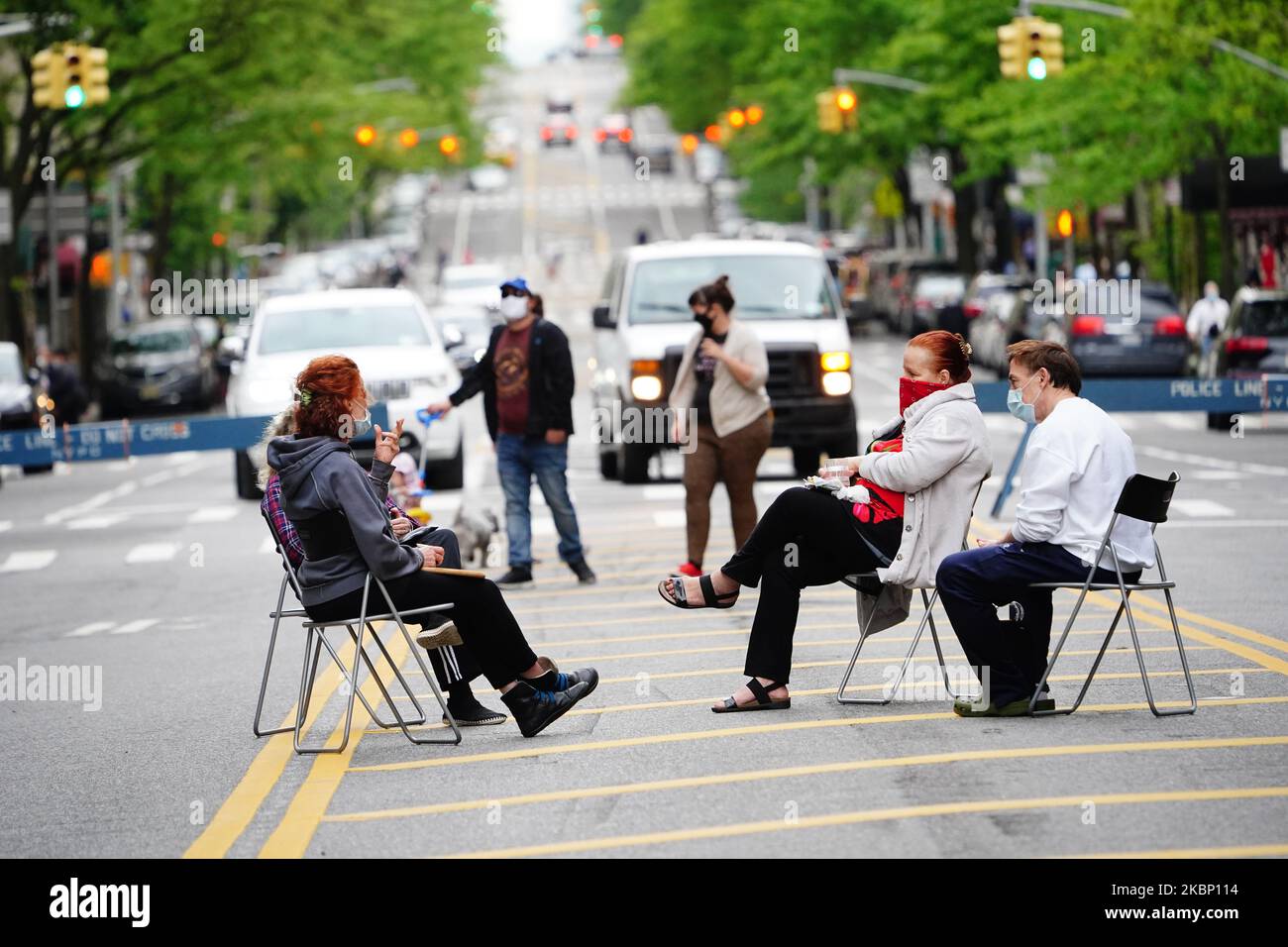 A view of a NYC Open Streets program in Amsterdam Ave. during the ...