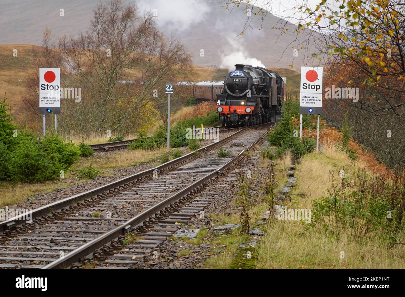 Steam Locomotive 45212 and 45407 Lancashire Fusilier at Rannoch Station ...