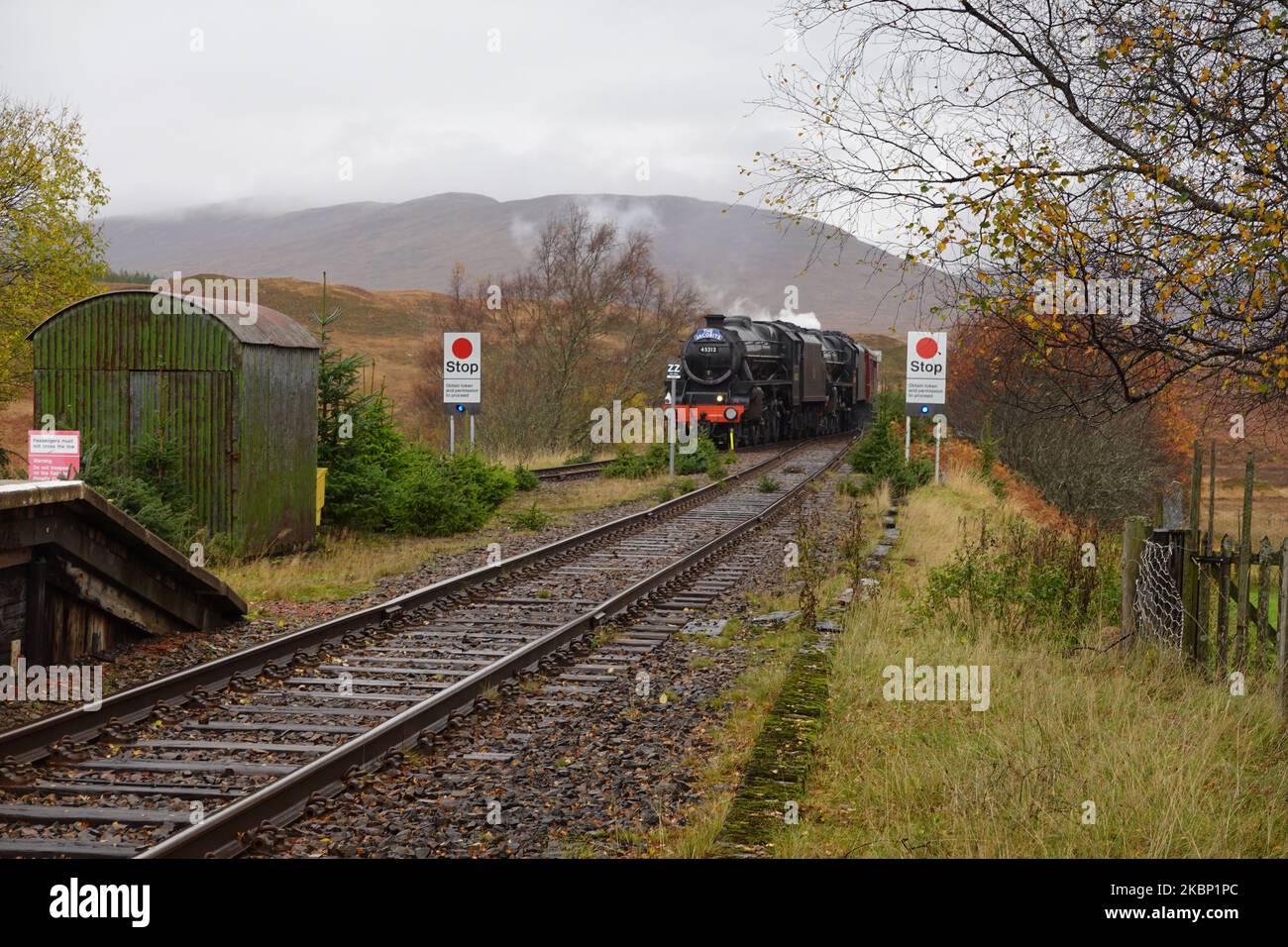 Steam Locomotive 45212 and 45407 Lancashire Fusilier at Rannoch Station ...