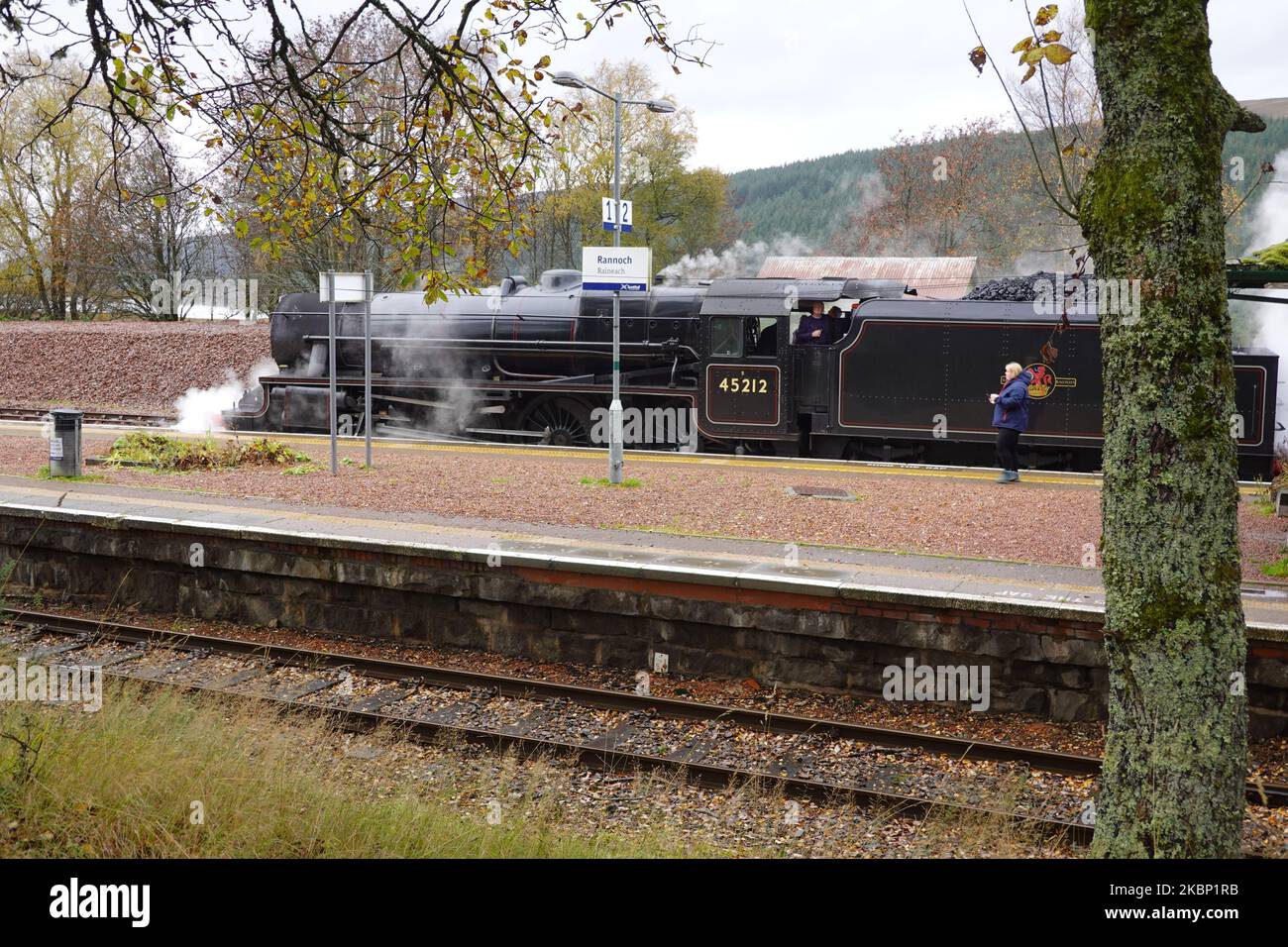 Steam Locomotive 45212 and 45407 Lancashire Fusilier at Rannoch Station ...