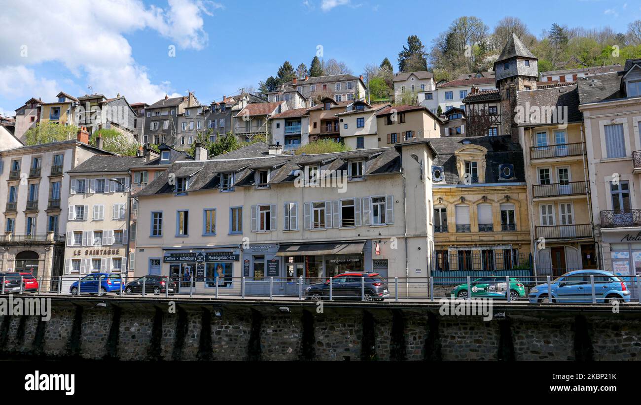 Tulle, central southern France: buildings alongside the “quai Aristide ...