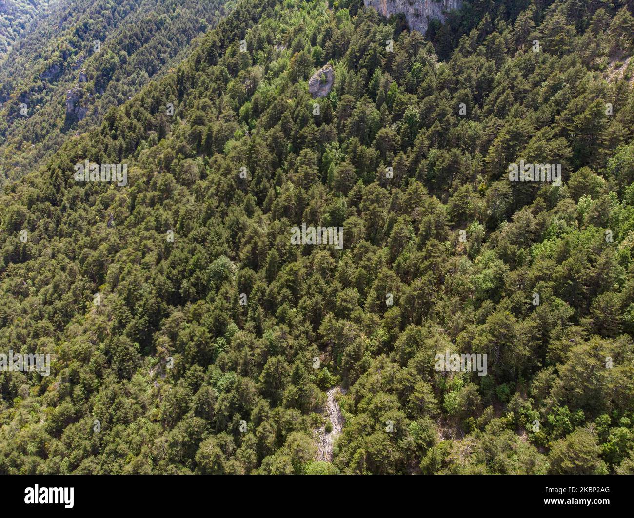 Aerial view of Mount Olympus, the highest mountain in Greece as seen ...