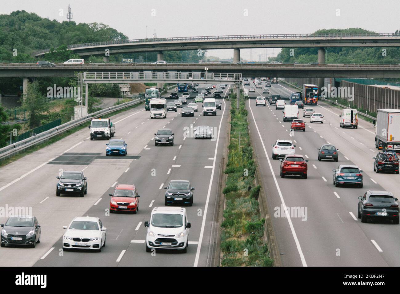 Traffic jam at Autobahn A3 after German government eases the lockdown ...