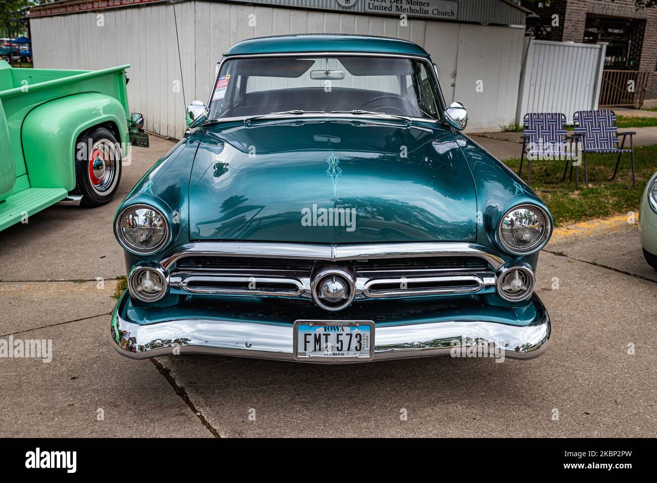 Des Moines, IA - July 01, 2022: High perspective front view of a 1952 ...