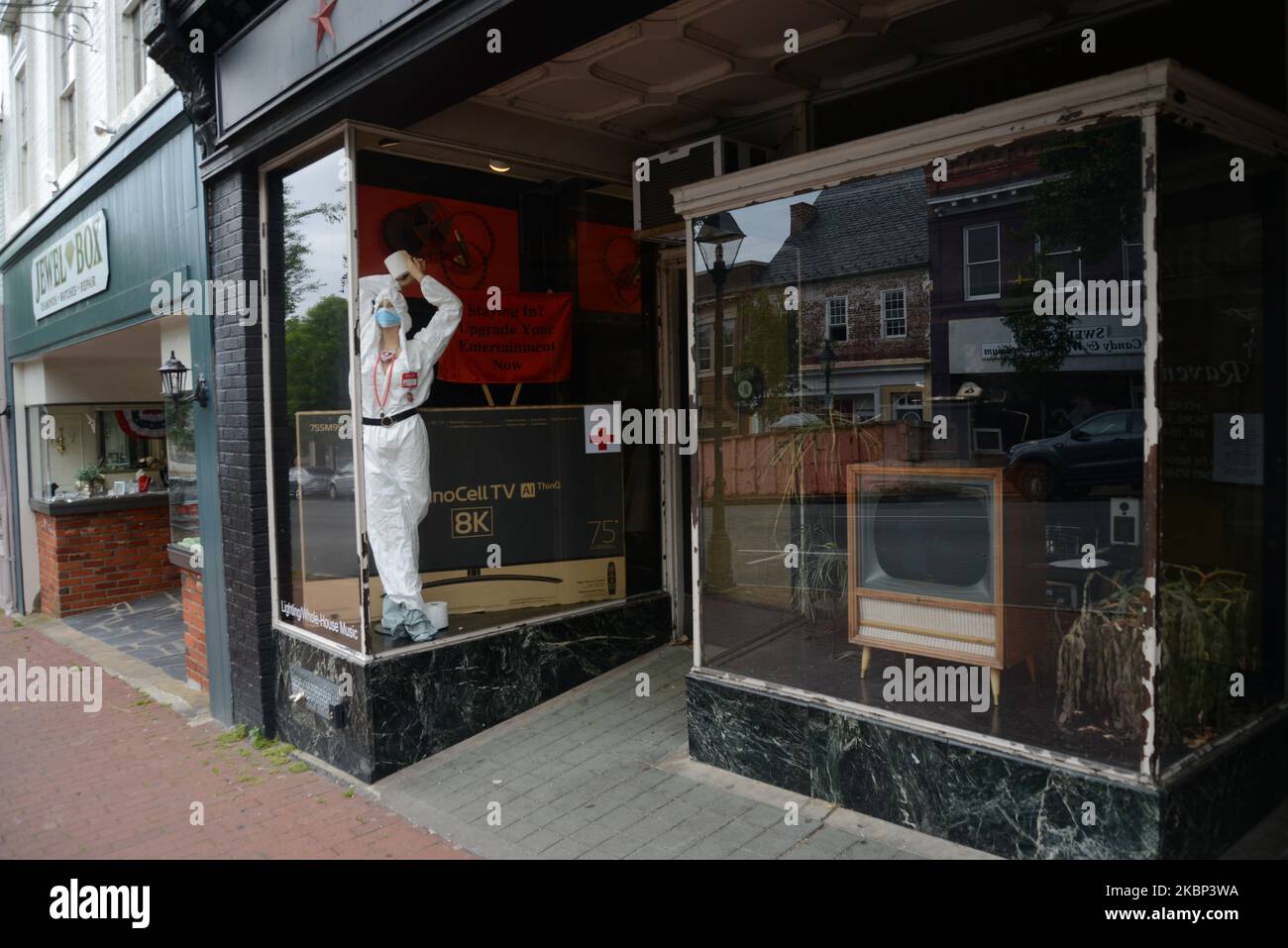 A closed storefront for a television shop in Fredericksburg, VA sports ...
