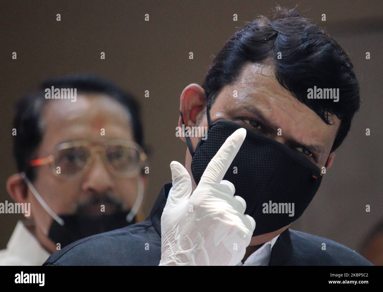 Bharatiya Janata Party (BJP) leader Devendra Fadnavis speaks during a ...