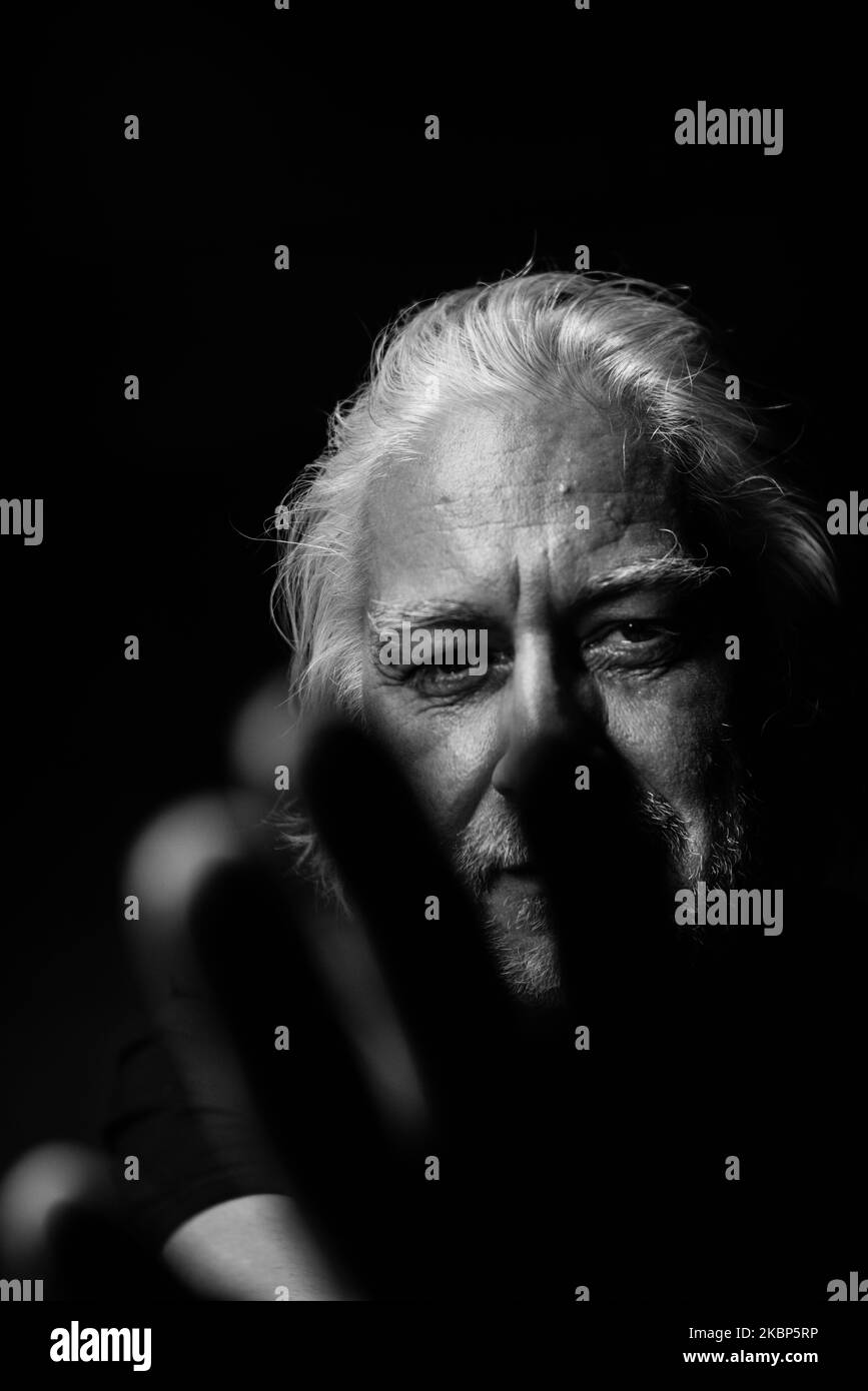 (EDITOR'S NOTE: Image was converted to black an white) Studio session ...