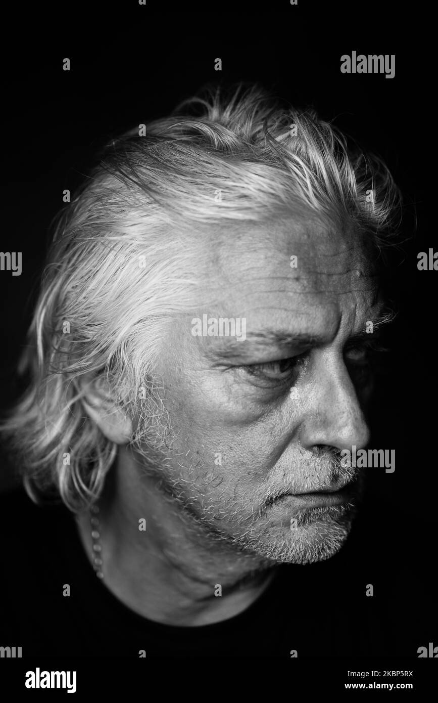 (EDITOR'S NOTE: Image was converted to black an white) Studio session ...