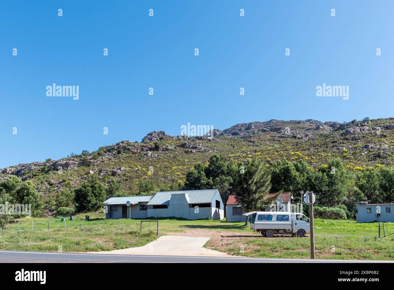 BAINSKLOOF PASS, SOUTH AFRICA - SEP 9, 2022: Farm worker houses next to ...