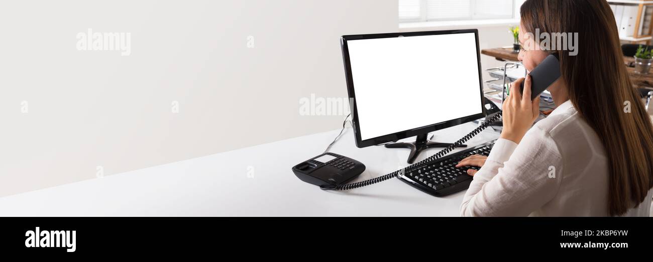 Working On Empty PC Computer Screen At Desk Stock Photo - Alamy