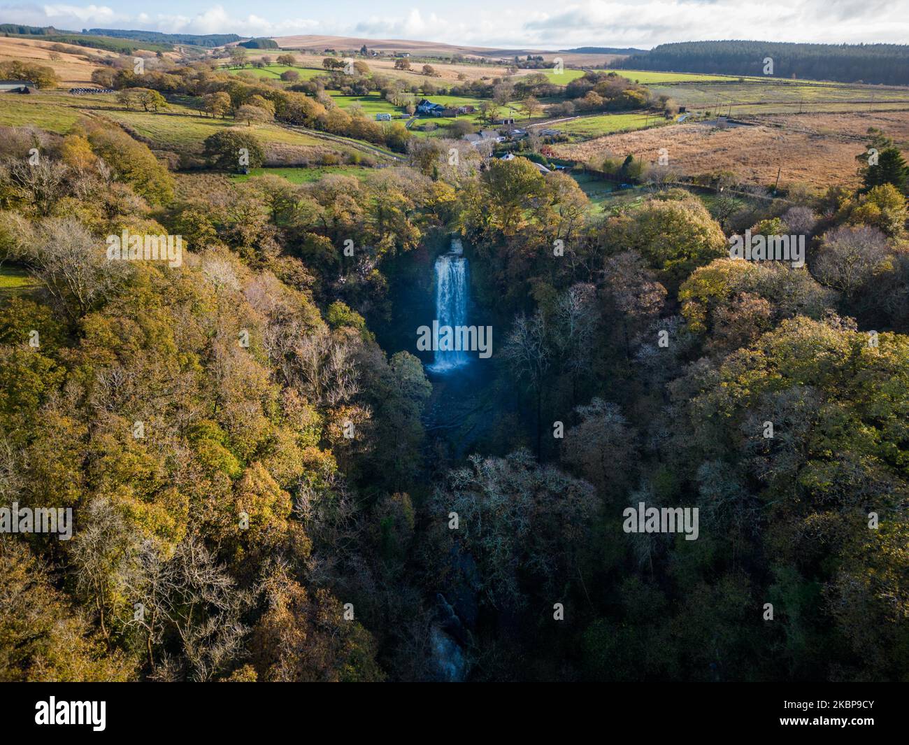 Friday 4th, November 2022, Swansea, Wales. Henrhyd falls in the Brecon ...