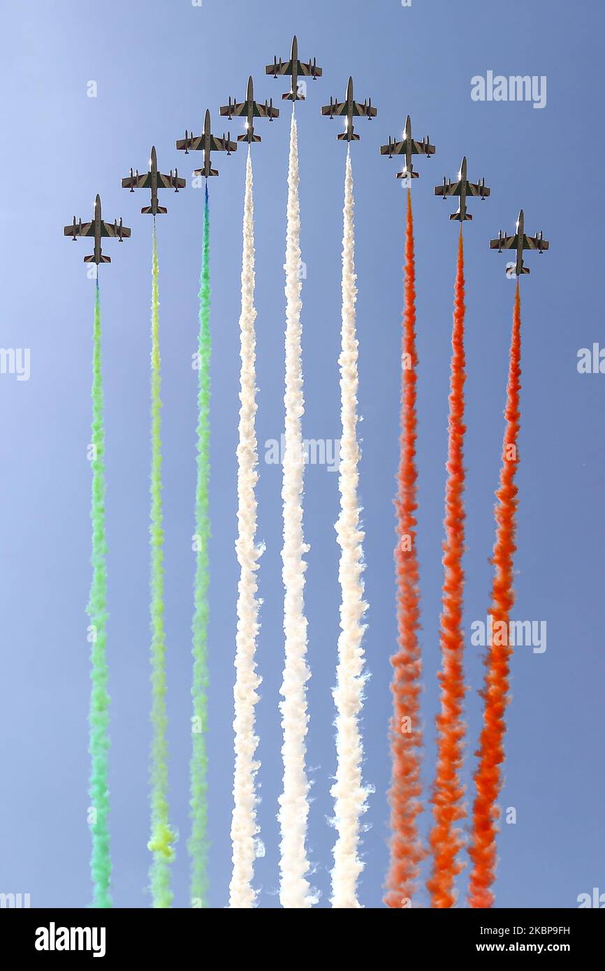 The Italian Air Force aerobatic unit Frecce Tricolori (Tricolor Arrows ...