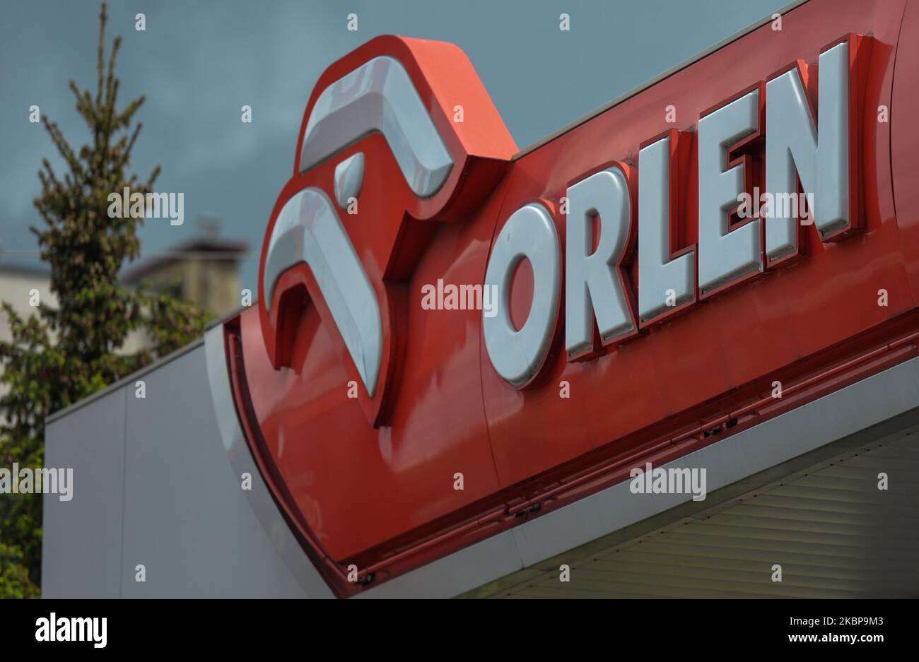 Orlen logo seen at a petrol station in Krakow. On Monday, May 25, 2020 ...