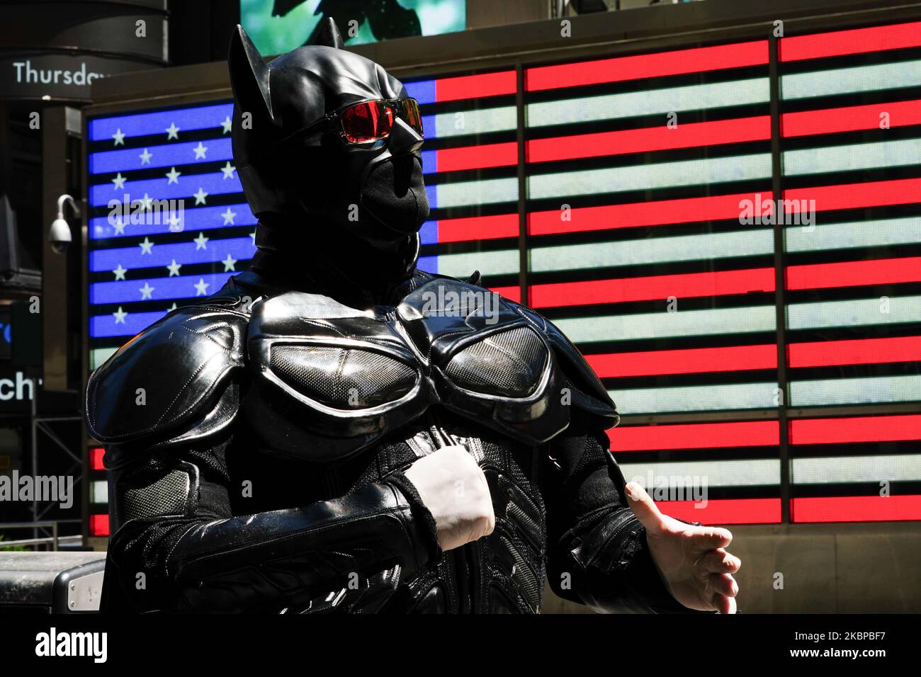 A view of Patricio Suarez, a Times Square performance artist wearing a ...