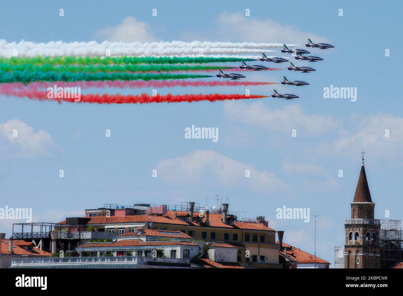 Italy’s aerobatic team Frecce Tricolori (Tricolour arrows) fly over ...