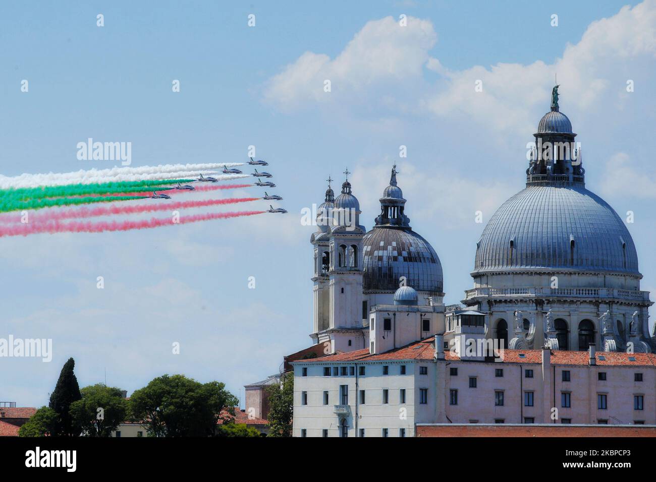 Italyâ€™s aerobatic team Frecce Tricolori (Tricolour arrows) fly over ...