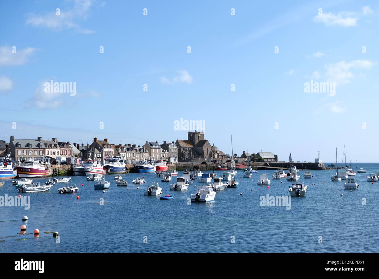Barfleur (Normandy, north western France): overview of the harbour, the ...