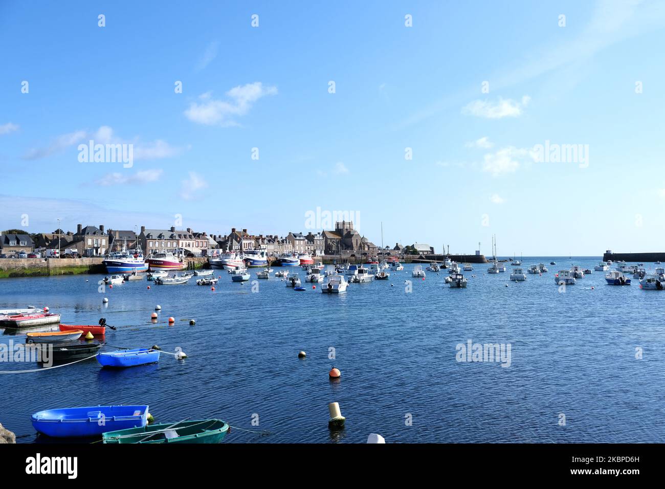 Barfleur (Normandy, north western France): overview of the harbour, the ...