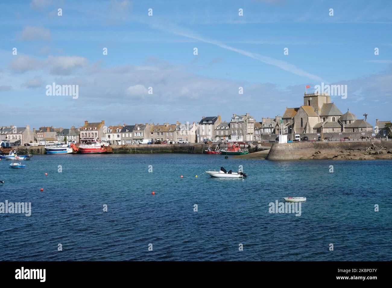 Barfleur (Normandy, north western France): overview of the harbour, the ...