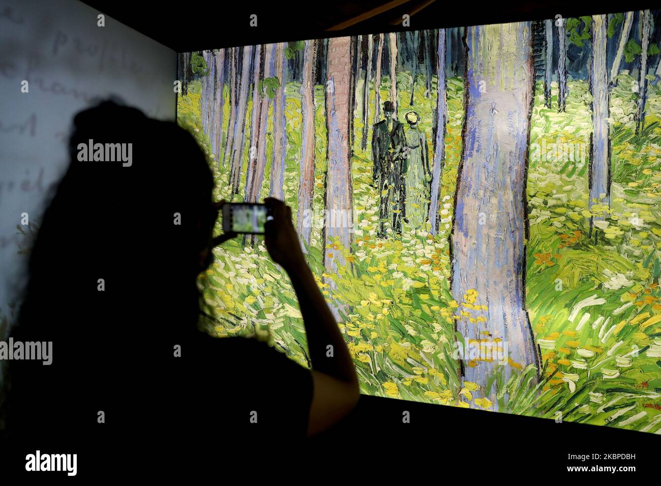 A visitor wearing a face mask attends the Meet Vincent Van Gogh ...