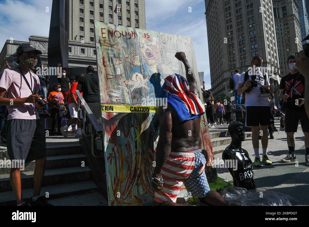 A view of protestors during a rally against the death of Minneapolis ...